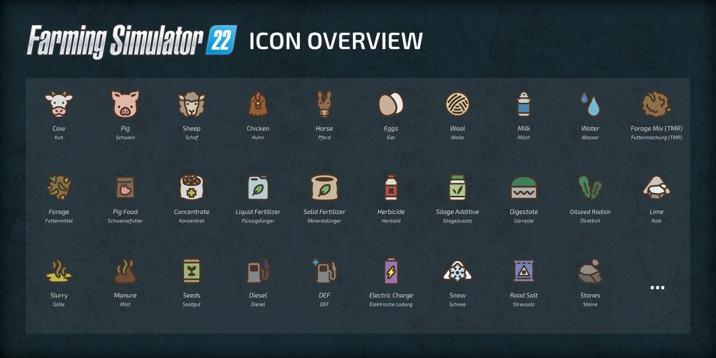 Farming Simulator 22 Crop Symbols | FS22 Crops Icons
