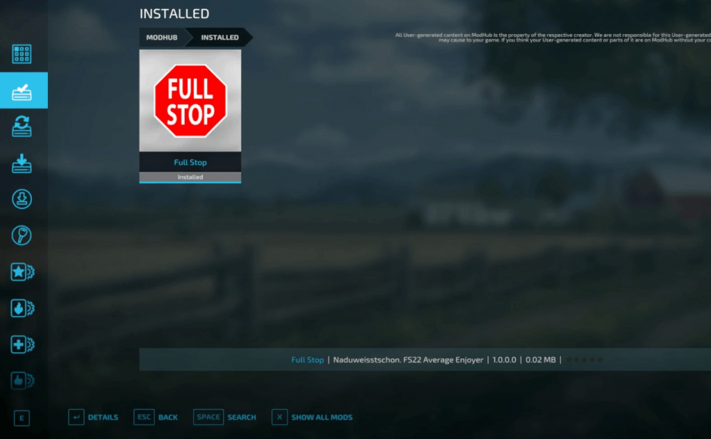 Full Stop mod v1.0 FS22 Mod | Farming Simulator 22 Mod
