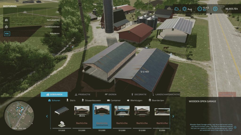 WOODEN OPEN GARAGE (WHITE, BROWN, RED AND BLUE) V2.0 FS22 Mod | Farming ...