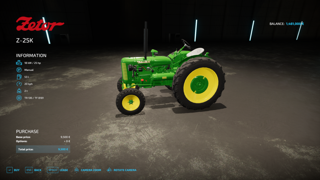 ZETOR 25K John Deere colors V1.0 FS22 Mod | Farming Simulator 22 Mod