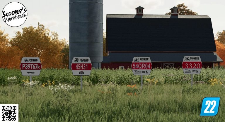 Pioneer Crop Field Signs v1.0 FS22 Mod | Farming Simulator 22 Mod
