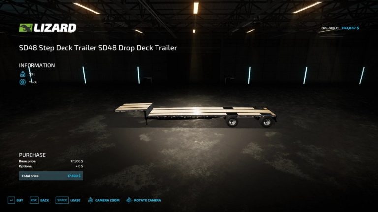 SD48 Step Deck Trailer V1.0 FS22 Mod | Farming Simulator 22 Mod