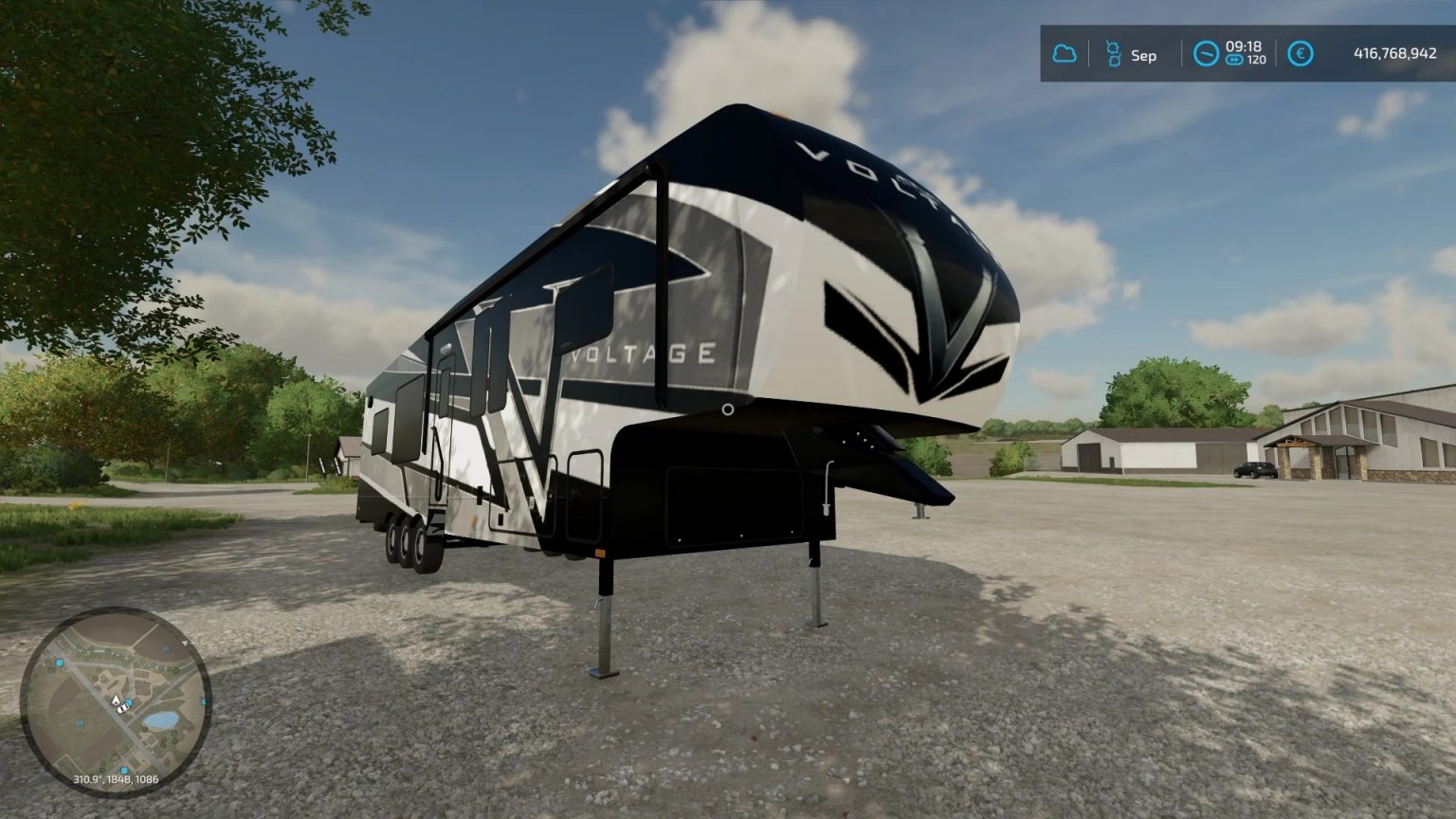 Voltage 5th Wheel Toy Hauler Camper v1.0 FS22 Mod | Farming Simulator ...
