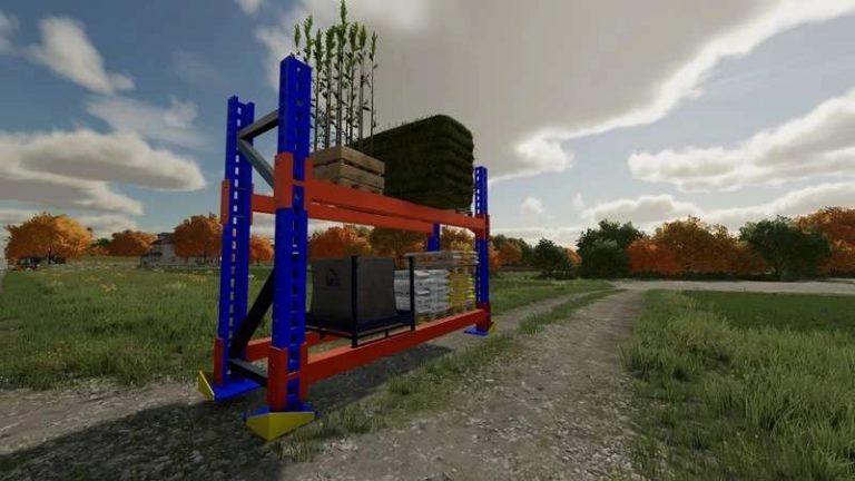 Placeable pallet rack v1.3 FS22 Mod | Farming Simulator 22 Mod