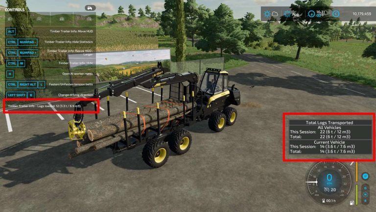 Timber Trailer Info v1.0 FS22 Mod | Farming Simulator 22 Mod