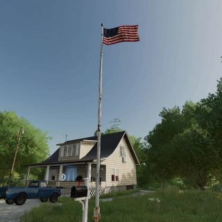 USA flags with Elmcreek Wolves v1.0 FS22 Mod | Farming Simulator 22 Mod