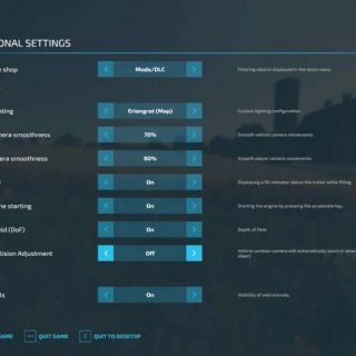 Additional Game Settings v1.0 FS22 Mod | Farming Simulator 22 Mod