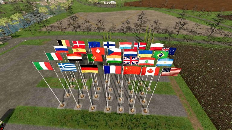 International Flags Pack V1.1 FS22 Mod | Farming Simulator 22 Mod