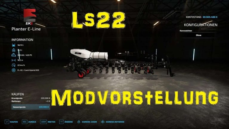 Planter E Line by Eiks v1.0 FS22 Mod | Farming Simulator 22 Mod