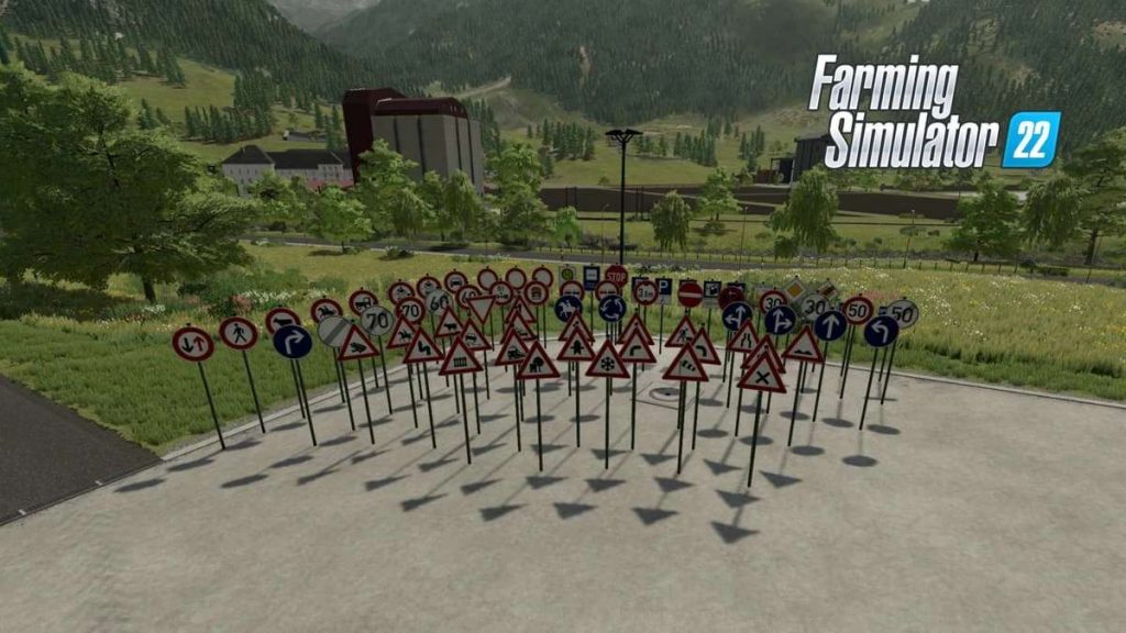 Road Sign Pack v1.0.0.1 FS22 Mod | Farming Simulator 22 Mod