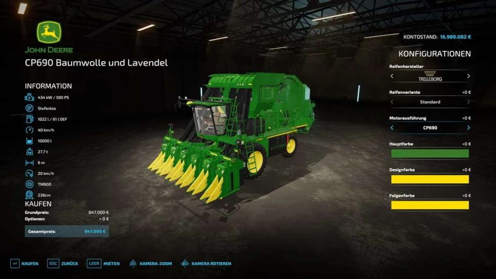 Harvester for Cotton and Lavender v1.0 FS22 Mod | Farming Simulator 22 Mod
