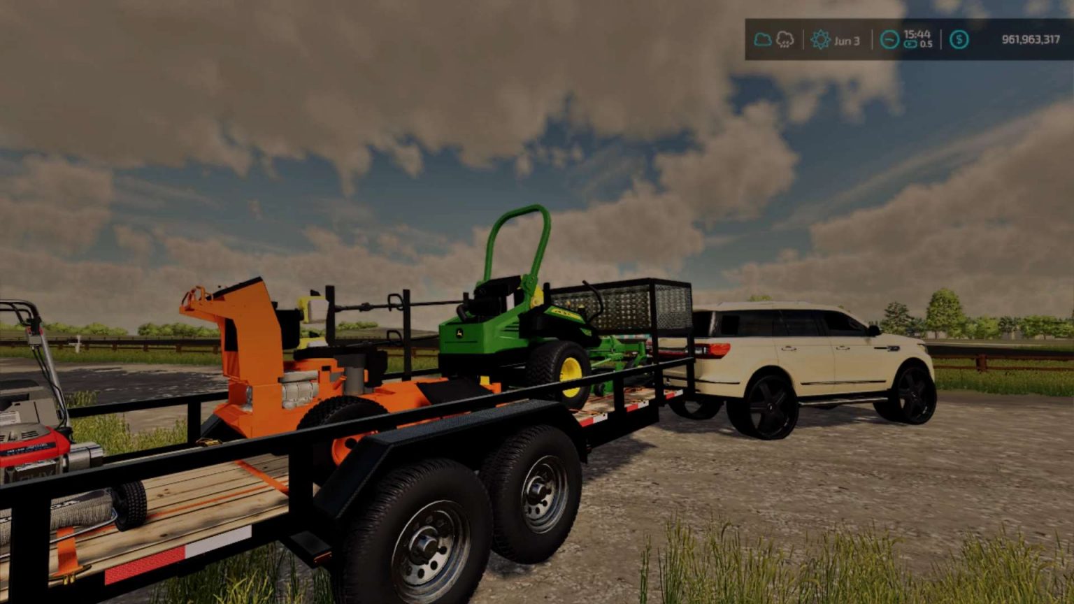 Big Tex 24ft Lawn Care Trailer v1.0 FS22 Mod | Farming Simulator 22 Mod