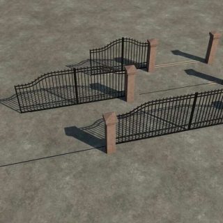 Brick Fence With Sliding Gates v1.0 FS22 Mod | Farming Simulator 22 Mod