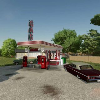 Old Retro Gas Station v1.0 FS22 Mod | Farming Simulator 22 Mod