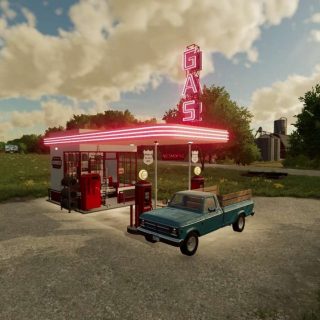 Old Retro Gas Station v1.0 FS22 Mod | Farming Simulator 22 Mod