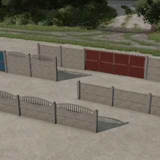 Concrete Fence With Gates v1.0 FS22 Mod | Farming Simulator 22 Mod