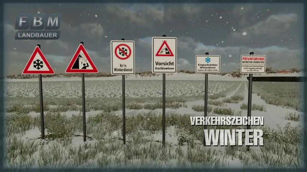 Traffic Signs Winter v1.0 FS22 Mod | Farming Simulator 22 Mod