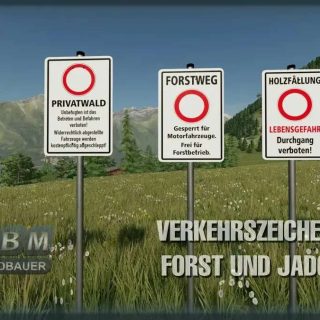 Traffic Signs Forest And Hunting v1.0 FS22 Mod | Farming Simulator 22 Mod