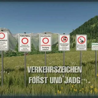 Traffic Signs Forest And Hunting v1.0 FS22 Mod | Farming Simulator 22 Mod