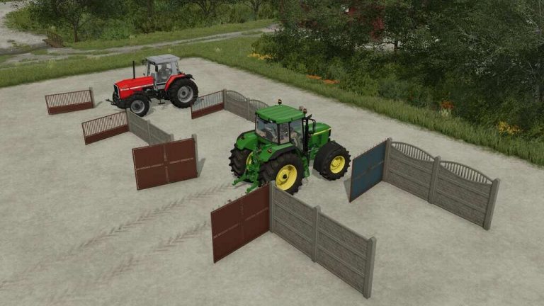 Concrete Fence With Gates v1.1 FS22 Mod | Farming Simulator 22 Mod
