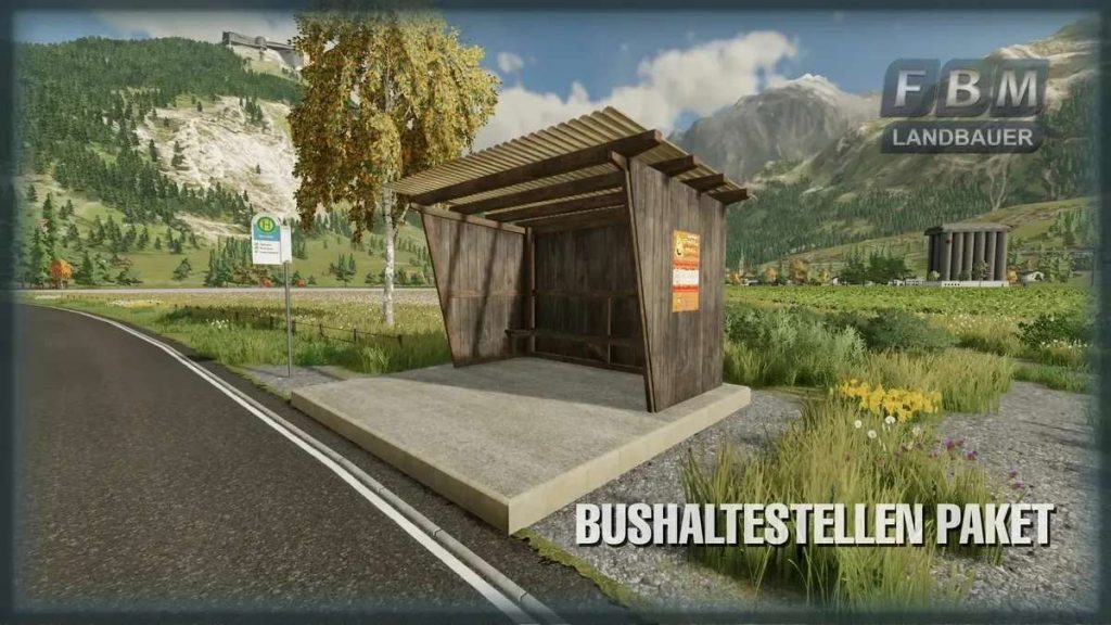 Bus Stop DE Pack v1.0 FS22 Mod | Farming Simulator 22 Mod