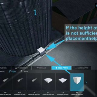 Placeable Wall Lights v1.0 FS22 Mod | Farming Simulator 22 Mod