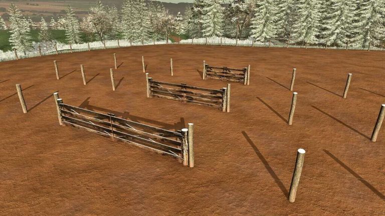 Barbed Wire Fence And Wooden Gate v1.0 FS22 Mod | Farming Simulator 22 Mod
