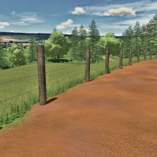 Barbed Wire Fence And Wooden Gate v1.0 FS22 Mod | Farming Simulator 22 Mod