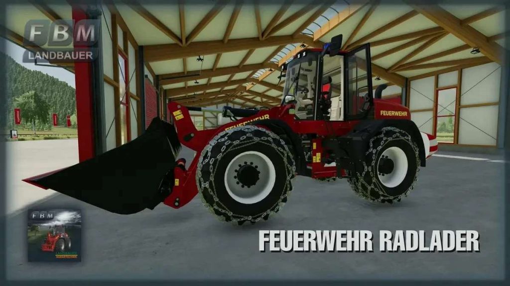 Fire Brigade Wheel Loader v1.0 FS22 Mod | Farming Simulator 22 Mod