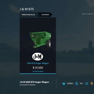 J&M 875 Auger Wagon v1.0 FS22 Mod | Farming Simulator 22 Mod