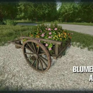 Wooden Flower Cart v1.0 FS22 Mod | Farming Simulator 22 Mod