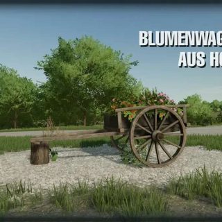Wooden Flower Cart v1.0 FS22 Mod | Farming Simulator 22 Mod
