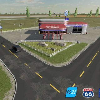 SM RT66 Gas Station v1.0 FS22 Mod | Farming Simulator 22 Mod
