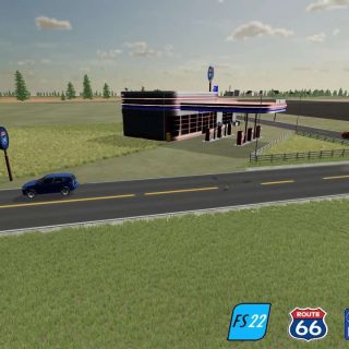 SM RT66 Gas Station v1.0 FS22 Mod | Farming Simulator 22 Mod