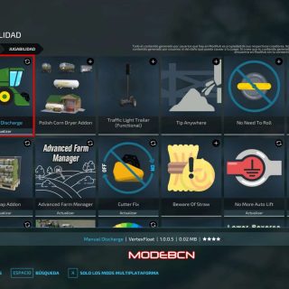 Manual Discharge ESPANOL V1.0.0.5 FS22 Mod | Farming Simulator 22 Mod