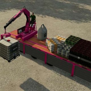 Platform Trailer With Crane v1.0 FS22 Mod | Farming Simulator 22 Mod