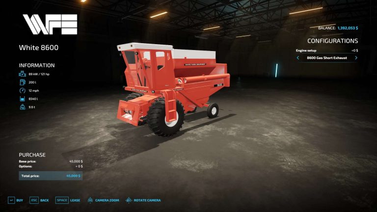 White 8600 Combine v1.0 FS22 Mod | Farming Simulator 22 Mod