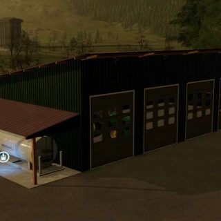 Machineshed With Gasstation v1.0 FS22 Mod | Farming Simulator 22 Mod