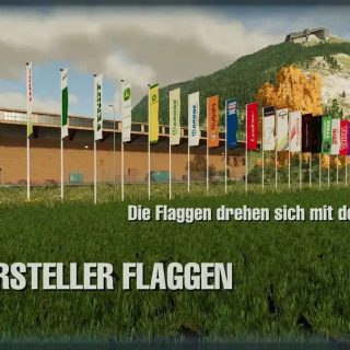 Manufacturer Flags v1.1 FS22 Mod | Farming Simulator 22 Mod