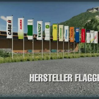 Manufacturer Flags v1.1 FS22 Mod | Farming Simulator 22 Mod