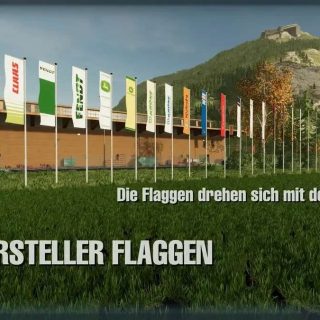 Manufacturer Flags v1.1 FS22 Mod | Farming Simulator 22 Mod
