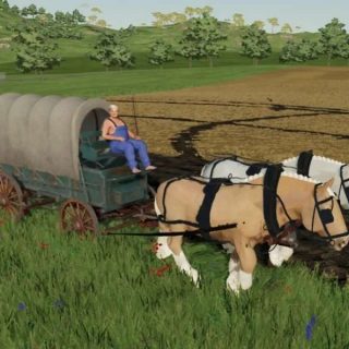 Horse carriage and Fortcart v1.0 FS22 Mod | Farming Simulator 22 Mod