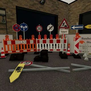 Construction site signs pack v1.0 FS22 Mod | Farming Simulator 22 Mod