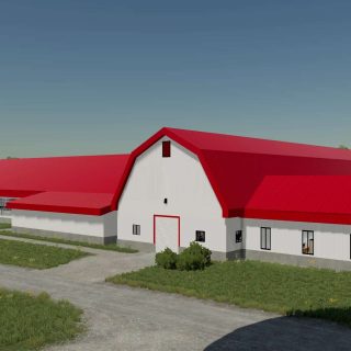Cow Barn Red/White style v1.0 FS22 Mod | Farming Simulator 22 Mod