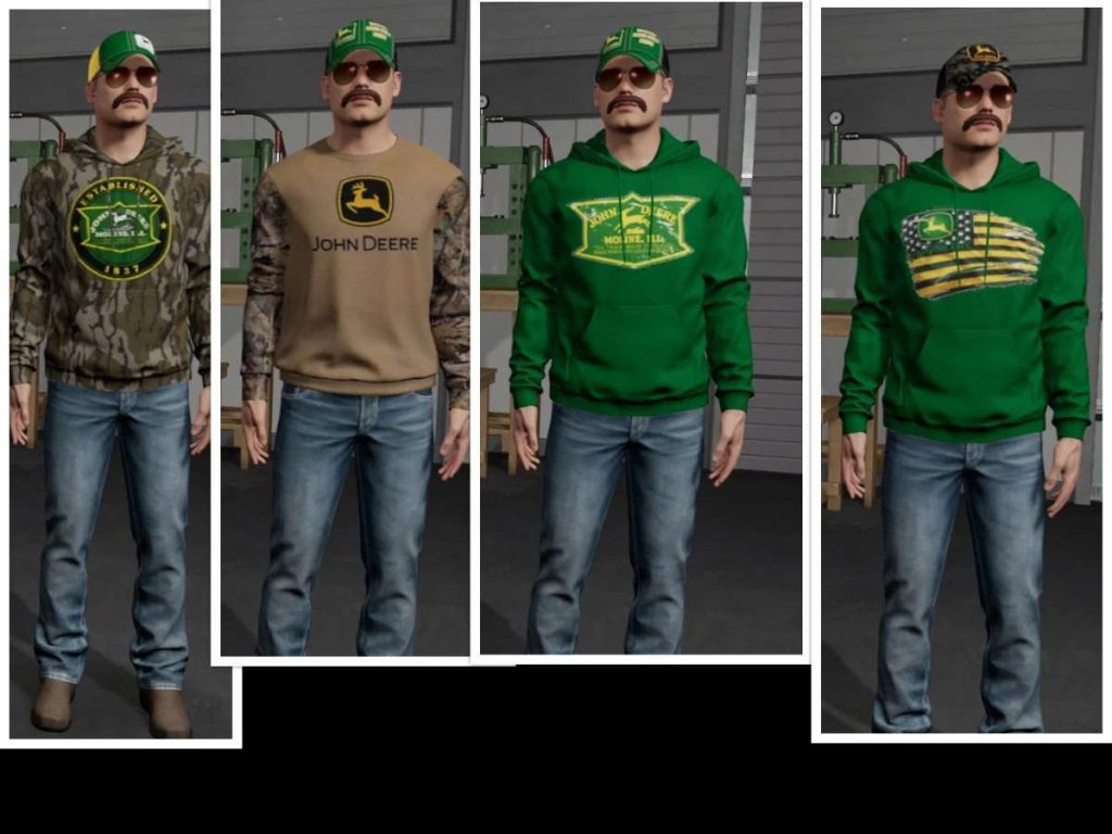 John Deere themed clothing pack v1.0 FS22 Mod | Farming Simulator 22 Mod