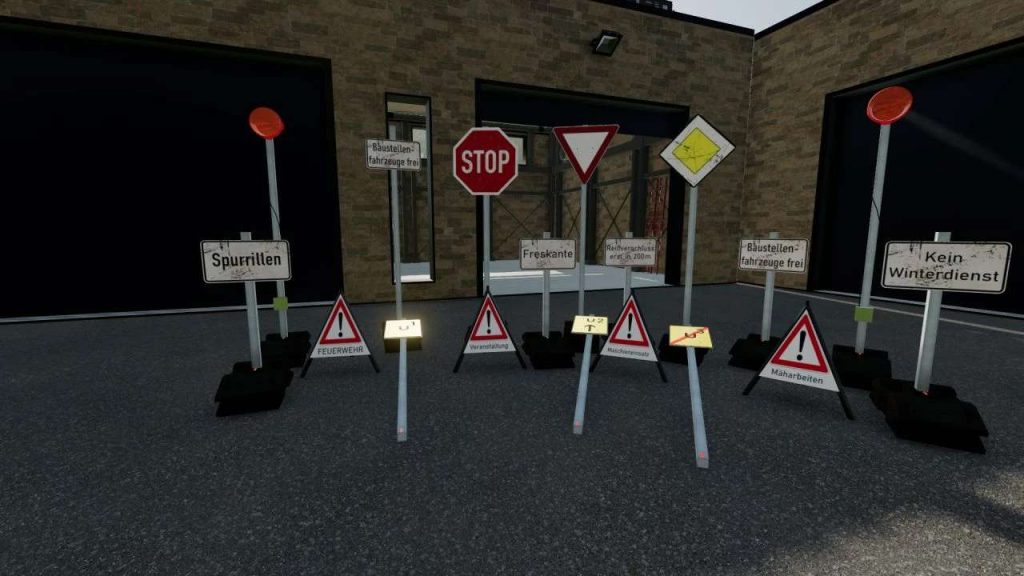 Construction site signs pack v1.1 FS22 Mod | Farming Simulator 22 Mod