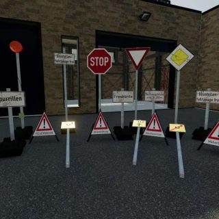 Construction site signs pack v1.1 FS22 Mod | Farming Simulator 22 Mod