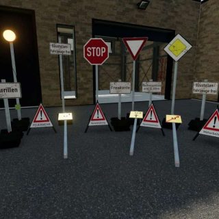 Construction site signs pack v1.1 FS22 Mod | Farming Simulator 22 Mod