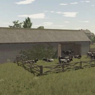 Polish cowshed white brick v1.0 FS22 Mod | Farming Simulator 22 Mod
