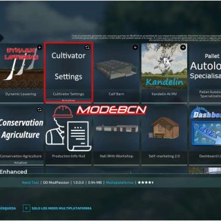 Cultivator Settings ESPANOL V1.0 FS22 Mod | Farming Simulator 22 Mod